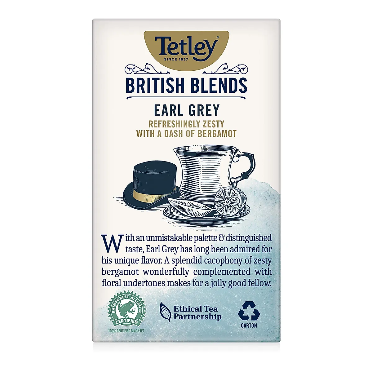 Tetley British Blends Earl Grey Black Tea, Fresh & Zesty Flavored Tea, 20 Teabags (Pack of 6), Rainforest Alliance Certified