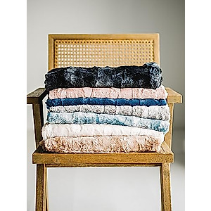 WOLF CREEK BLANKET Double Soft Luxurious Indulgent Faux Fur No Shed Throws - Softest Cozy & Lightweight Reversible thow Blankets for Chair, Sofa, or Bed, Women Teen Girls Gift (Pink 50x65)