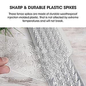 Touri 24 Pack 33ft Outdoor Transparent Clear PVC Bird Defender Spikes Strips for Indoor Outdoor use Keep Pigeon, Squirrel Off