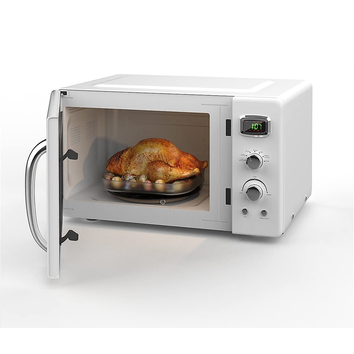 Retro Microwave Oven, SIMOE Compact Microwave Countertop 0.9 cu.ft. 900 W