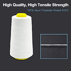 Black Serger Thread, All-Purpose Thread for Sewing, Polyester, 4 Cones of 3000 Yards Each Spool for Sewing Machine