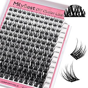 MilyBest Lash Clusters DIY Eyelash Extensions 168 Clusters Lashes Natural Look C D Curl 10-18MM Individual Lashes Cluster Eyelash Clusters Extensions Wispy Eyelashes DIY at Home, H09