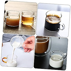FUNOMOCYA 2pcs Double Mouth Milk Cup Coffee Beaker Mug Clear Pourer Bottle Brush Measuring Cups Espresso Coffee Maker Machine Tea Serving Pitcher Sauce Dish Coffee Machine Espresso Glass