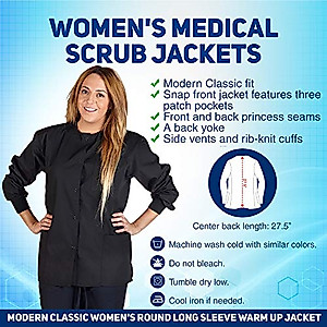 M&M SCRUBS Women's Scrub Jacket Medical Scrub Jacket L Black