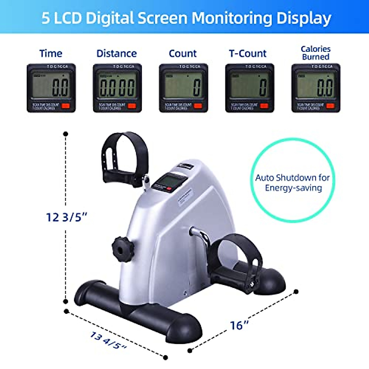 Under Desk Bike Pedal Exerciser, Mini Exercise Bike Portable Peddler Sitting for Seniors with LCD Display Sportneer Foot Cycle Arm & Leg Bike Pedals Exerciser with Anti-Skid Mat for Home Office