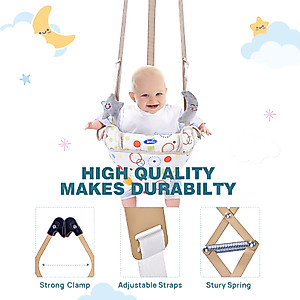 BF780 Baby Doorway Jumper, Durable Door Bouncer & Swing, Baby Jumper with Door Clamp Adjustable Strap, Easy to Use Exerciser for Infants Toddlers for 6-24 Months(Dark Grey)