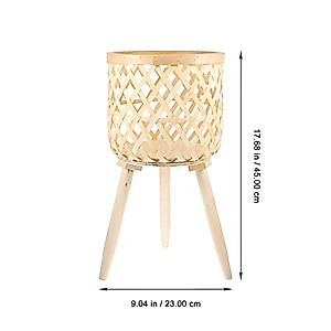GANAZONO Home Decor Planter Pot Basket with Stand Bamboo Indoor Plant Rack Planter Container Flower Pot Holder Indoor Outdoor Plants Display Shelf for Bonsai Home Office House Plants Indoors Live