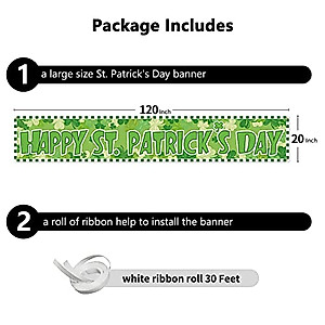 Probsin Happy St. Patrick's Day Banner Double Printed Large St Patricks Day Decorations Shamrock Clover Sign Irish Party Hanging Supplies Decor Lucky Holiday with Brass Grommets for Home,Outdoor,Indoor,Yard,Garden