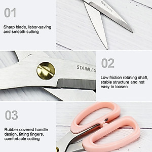 All Purpose 8" Scissors Heavy Duty Ergonomic Comfort Grip Shears Sharp Scissors for Office Home Household (Pink)