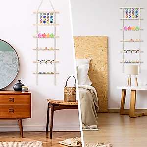 Geetery Macrame Hair Claw Clip Organizer Boho Hanging Hair Clip Holder and Storage for Women Large Headband Hair Bows Holder Organizer Hair Accessories Display Storage for Room Wall Door Closet