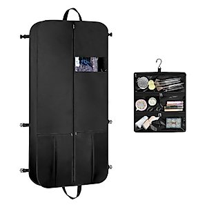 KEEGH 54" Garment Bags for Travel Tri-fold Garment Bag for Dresses Long Waterproof Suit Bags for Men Hanging Clothes for Suit Coats Tuxedos Dresses with 4 Big Pockets & Accessory Pouch, Black