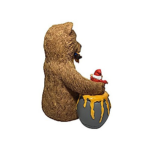 GlitZGlam Miniature Bear and Gnomes with Honey - A Garden Gnome Statue for Your Fairy Garden