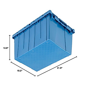 Monoflo Global Industrial Plastic Distribution Container With Hinged Lid, 21-7/8x15-1/4x12-7/8, Blue