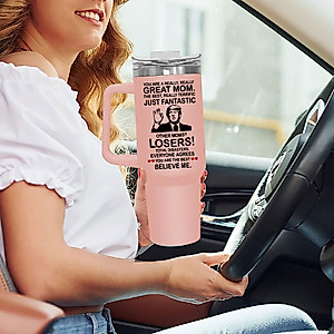 Mothers Day Gifts for Mom from Daughter, Son, Kids - Great Mom Coffee Tumbler on Birthday, Christmas, Durable Stainless Steel, Insulated for Hot or Cold Drinks, Ideal Gift for Mothers 40oz, Pink