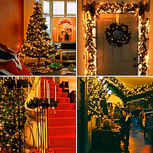 Tcamp 33ft 100LED Christmas Lights Outdoor Indoor, Battery Operated Christmas Tree Lights with Remote Timer, 8 Modes Fairy String Lights for Christmas Tree Wreath Bedroom Decor (Warm White)