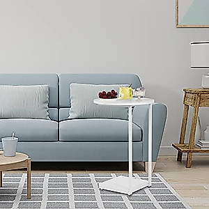 GYCZYCX C Shaped End Table,Round C Table,Snack Side Table for Sofa and Bed, Living Room (White)