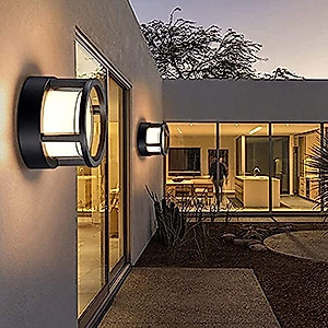 Mrdsre IP65 Waterproof Round Outdoor Garden Post Bollard Light Residential Lighting Column Lamp Aluminum Pathway Driveway Floor Lawn Landscape Lighting Decoration Pillar Lantern Stigma Lamps