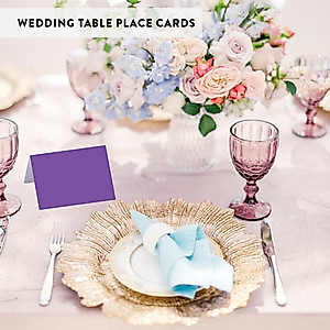 Andaz Press Table Tent Printable Place Cards, Purple 20-Pack, Place Cards For Table Settings Name Cards For Baby Bridal Wedding Shower, School Graduation Food Cards Table Name Cards