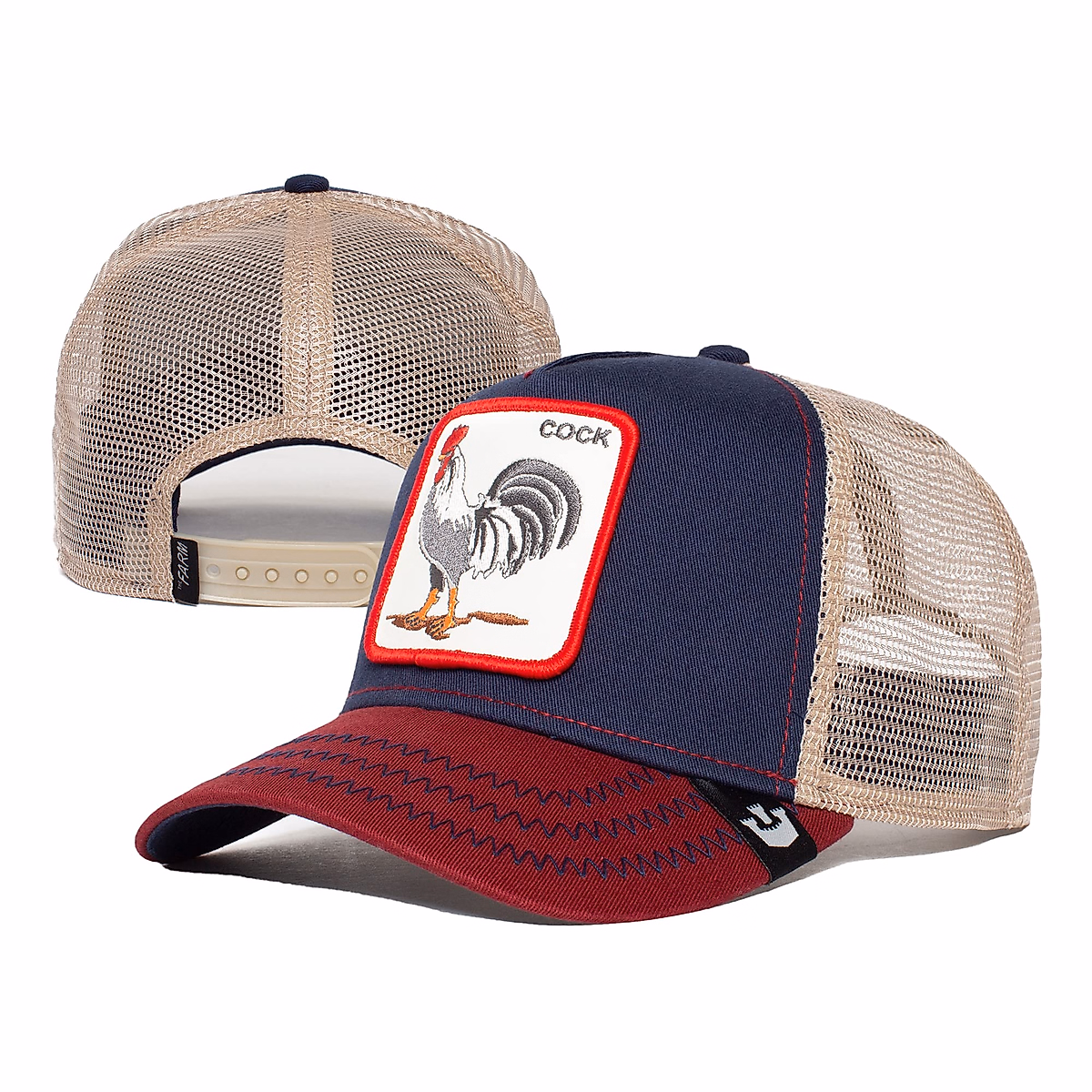 Goorin Bros. The Farm Adjustable Snapback Mesh Trucker Hat, Navy (The Cock), One Size