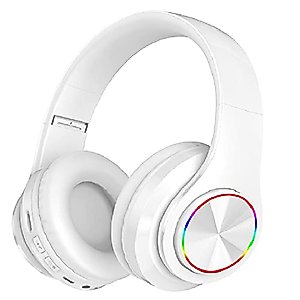 Gzkeji B39 Bluetooth Headset Headset Head-Mounted Wireless Light-Emitting Colorful Breathing Light can be plugged into a Card Folding bass a Variety of Devices and Scene Universal Headphones (White)