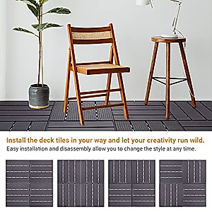 LYMJARD Outdoor Flooring, 9 Pack 12"x12" Plastic Patio Pavers, All Weather Interlocking Patio Tiles, Decking for Balcony Playhouse Porch Brownish Grey