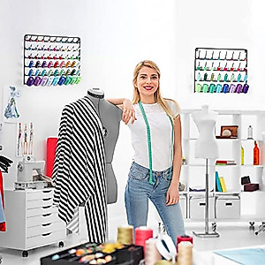 HAITRAL 2 Set of Thread Holders Wall-Mounted,54-Spool and 32-Spool Thread Organizer with Hanging Hooks,Metal Thread Rack for Mini Sewing Threads/Jewelry/Quilting/Embroidery