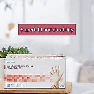 McKesson Stretch Vinyl Exam Gloves, Non-Sterile, Powder-Free, XL, 100 Count, 1 Box