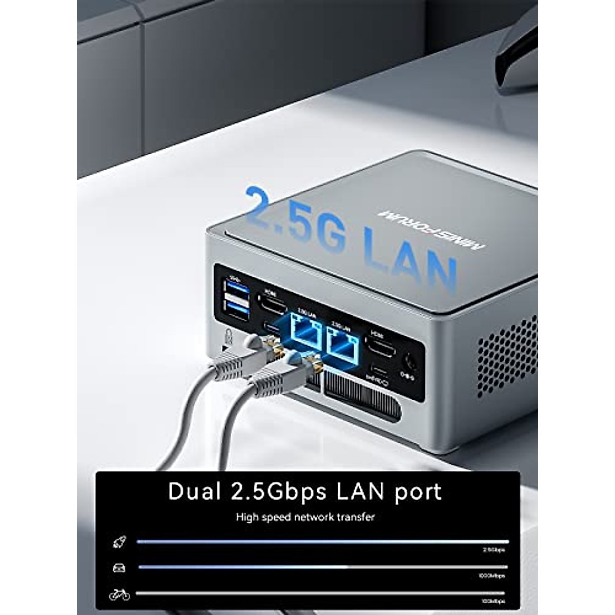 MINISFORUM NAB5 Mini PC 12th Gen Core i5-12450H(8C/12T) Mini Computer 16G RAM+512G SSD, Expandable HDD Slot, HDMI×2+USB-C×2 4K@60Hz Outputs, Intel UHD Graphics Desktop Computer