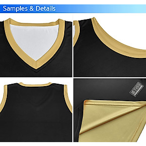 KXK Men's Blank Reversible Basketball Jersey Team Uniform Athletic Hip Hop Basketball Shirts S-4XL Black/White