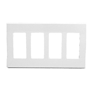 Leviton 80312-SW 4-Gang Decora Plus Wallplate Screwless Snap-On Mount, White
