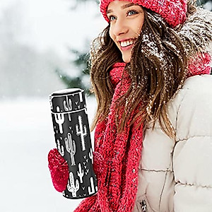 CaTaKu Black and White Cactus Water Bottle Insulated 16 oz Stainless Steel Flask Thermos Bottle for Coffee Water Drink Reusable Wide Mouth Vacuum Travel Mug