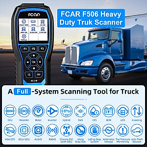 FCAR F506 Heavy Duty Truck Scanner Enhanced HD Diesel Scanner Full-Systems Diagnostic Tool with Engine/ABS/VCS/EBS/SRS/Suspension/Battery/Cluth Transmission Check Trucks & Cars 2 in 1 Codes Reader
