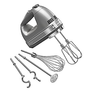 KitchenAid 9-Speed Digital Hand Mixer with Turbo Beater II Accessories and Pro Whisk - Contour Silver