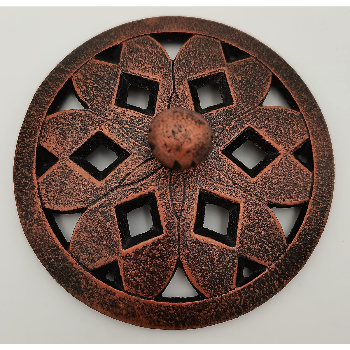 YIMIFLA Incense Burner Holder with Lid and Handle Cast Iron Cauldron 4.9" Frankincense Resin Charcoal Incense Burner Great for Yoga, Spa Aromatherapy, Smudging, Ritual & Blessings (Red Bronze)