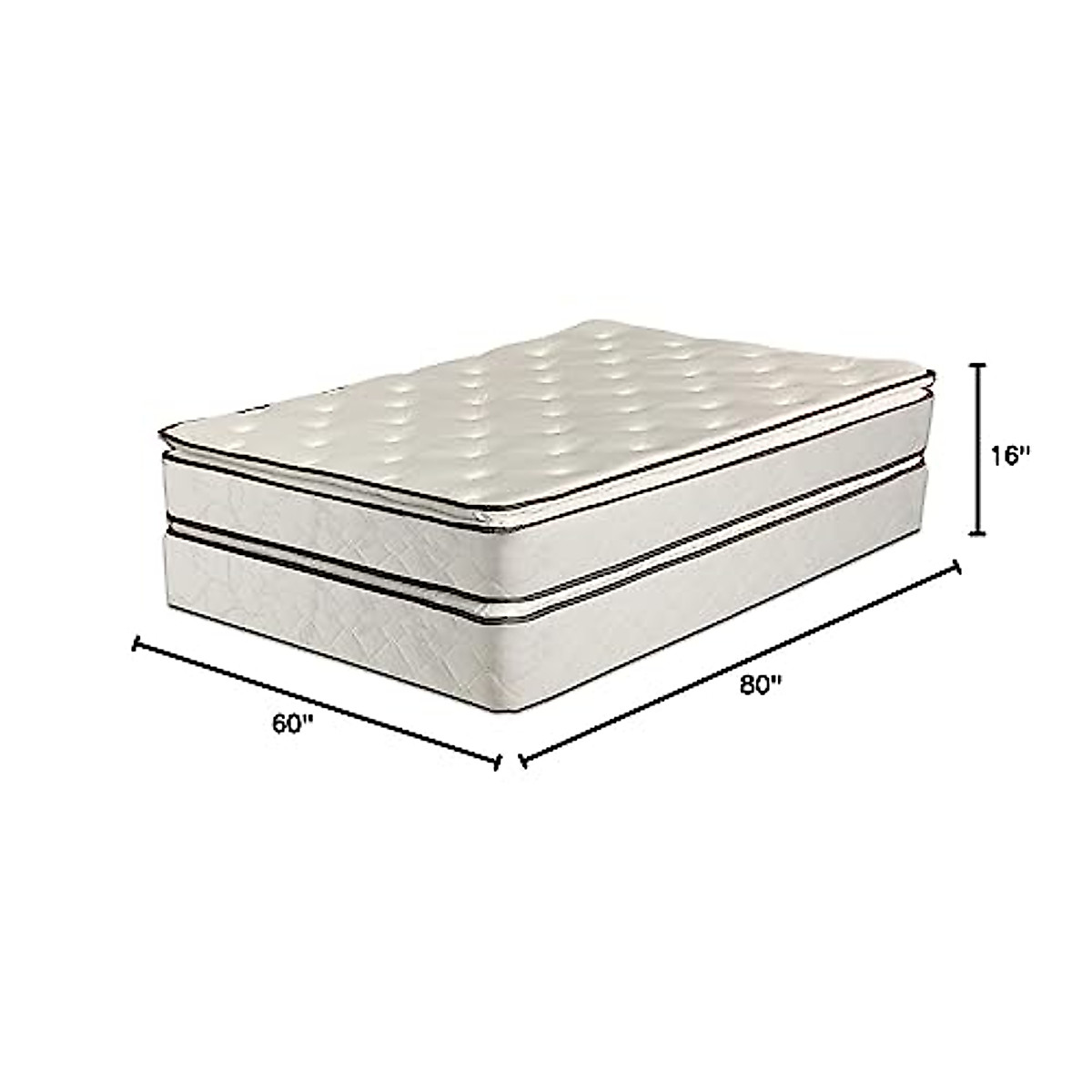 Greaton, 12-Inch Medium Plush Double Sided Pillowtop Innerspring Mattress & 4" Wood Box Spring Set, Queen