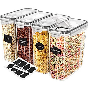 Utopia Kitchen Cereal Containers Storage - 4 Pack Airtight Food Storage Containers & Cereal Dispenser For Pantry Organization And Storage - Canister Sets For Kitchen Counter