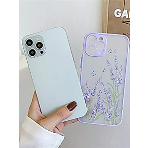 Ownest Compatible for iPhone 13 Mini Case for Clear Frosted PC Back 3D Floral Girls Woman and Soft TPU Bumper Protective Silicone Slim Shockproof Case for iPhone 13 Mini-Taro Purple