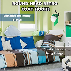 10 Pack Round Head Wall Hooks Coat Hooks, Hooks for Hanging Towels Clothes Robes Double-Prong Wall Mounted Decorative Coat Hanger with 20 pcs Screws (Silver)