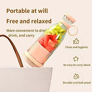 Portable Blender, Fashion Portable Blender for Shakes and Smoothies 11.8 Oz, Magnetic USB Fast Charging Mini Fresh Juice Mixer Bottle, Take It for Traveling, Outdoor, Gym, Office, Cars, Gift -PK