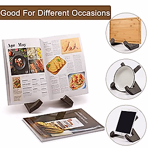 Solid Wood Cook Book Stand, Space - Saving Cookbook Holder - Farmhouse Kitchen Decor for Tablet, Fancy Plate, Vinyl and Recipe Book - Fits Thick Cookbooks & Textbooks, Fathers Day Gifts Idea