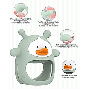 Baby Teething Toys, for Infants 3+ Months, Never Drop Silicone Baby Mitten Teether for Soothing Pain Relief, Baby Chew Toys for Sucking Needs, BPA Free (Green)