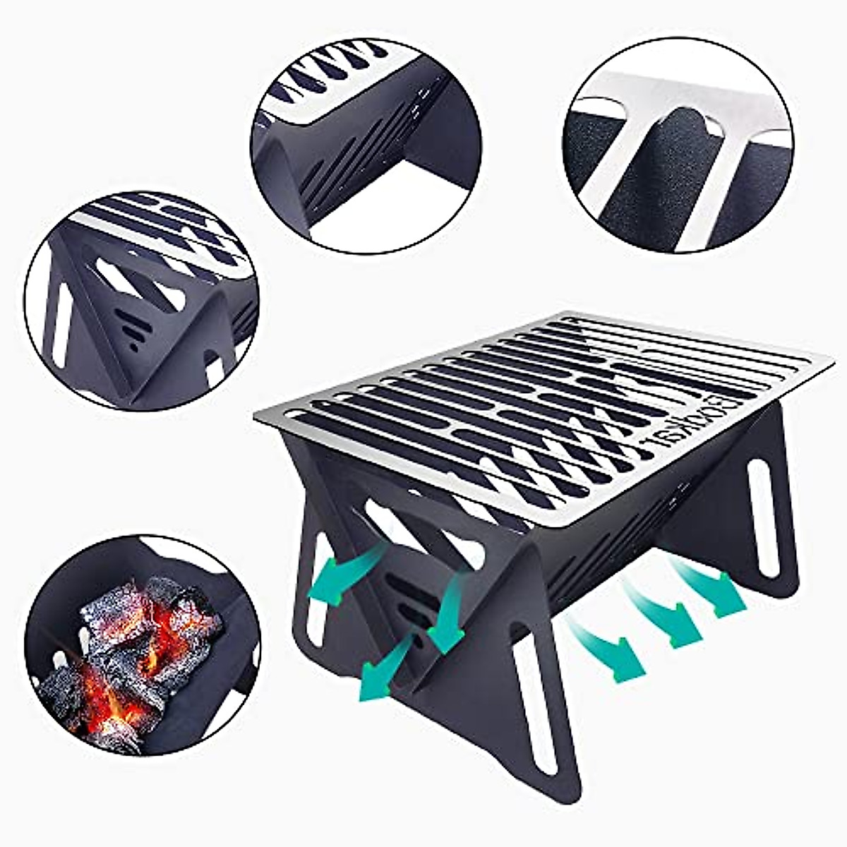 Bodkar Mini Tabletop Charcoal Grills, Personal Small Grill Portable BBQ Grill for Indoor Outdoor Barbecue Camping Picnic