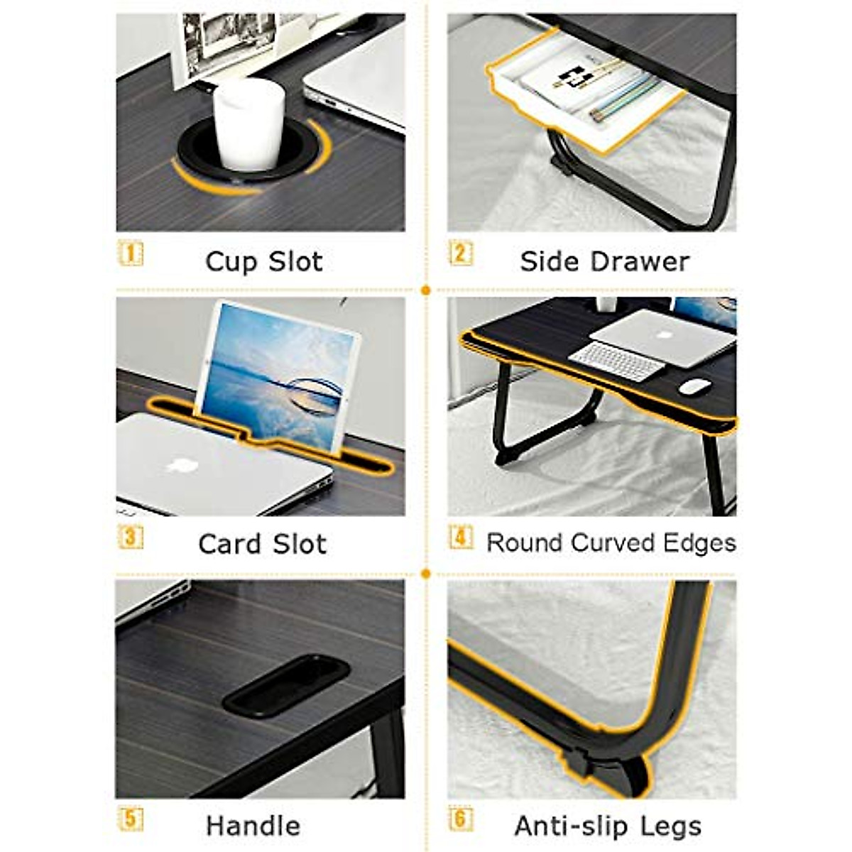 Laptop Desk for Bed Foldable,Asltoy Lap Desk with Drawer,Laptop Bed Tray Table Adjustable,Notebook Desk Laptop Table for Bed Portable Lap Bed Tray Tablet Desk for Couch Floor with Cup Slot (Beige)