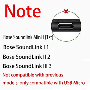 Replacement Charger Cable for Bose SoundLink Color I, II, III, SoundLink Mini 2 II/Revolve Plus, Bose SoundLink Revolve, QuietComfort 35 II Bluetooth Speaker Charging Power Supply Cord (3.3FT), Black