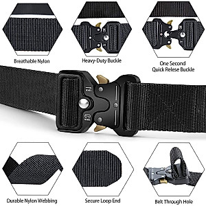 MOZETO Tactical Belts for Men Military Style Work Hiking Riggers Web Gun Belt with Heavy Duty Quick Release Metal Buckle