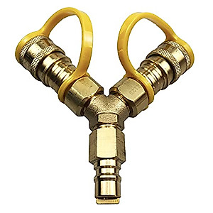 iRomehony 3/8 Inch Y-Splitter Natural Gas Quick Connect Adapter Replacement for Weber Natural Gas Grill,Generator,Patio Heater,Pizza Oven, Patio Firepit,etc