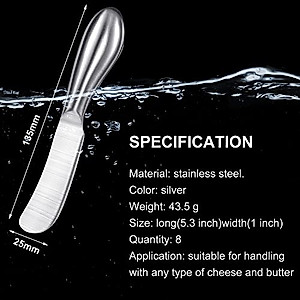 Mudder 8 Pieces Cheese Spreader Knife Multipurpose Stainless Steel Butter Spreader Knives Condiment Knives Cheese Knife for Home Kitchen Use