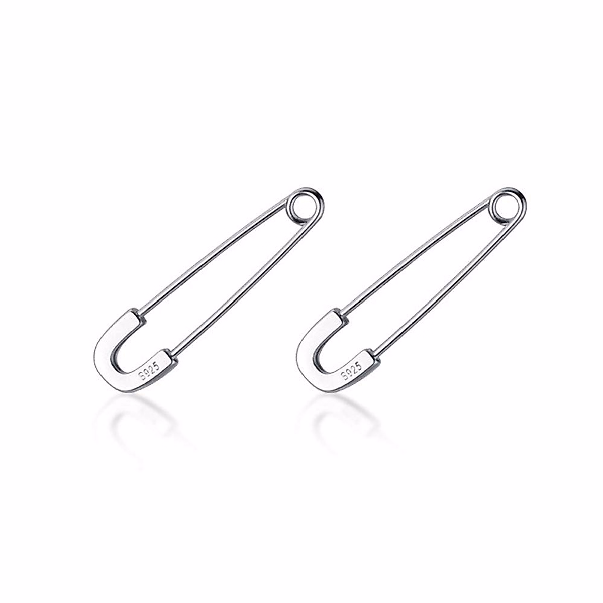 Cute Sterling Silver Safety Pin Small Hoop Earrings for Women Girls Men Minimalist Geometric Cartilage Huggie Sleeper Hoops Hypoallergenic 14K Gold Plated Personalized Jewelry (Silver 22mm)