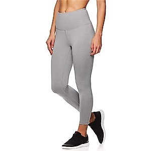 Reebok Womens High Rise Capri Leggings Yoga Pants, Grey, Medium