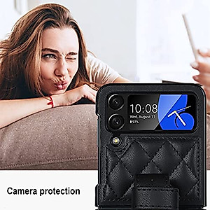 Fivean Suitable for Oppo findn2flip Foldable flip Card, Wrist Strap Phone case Black